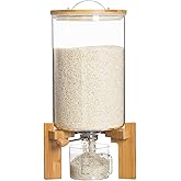 Amazon.com: HBlife Glass Rice Dispenser with Wooden Stand Flour and ...