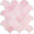 HOMEART Pink Peel and Stick Backsplash Fish Scale Tile, Removable ...