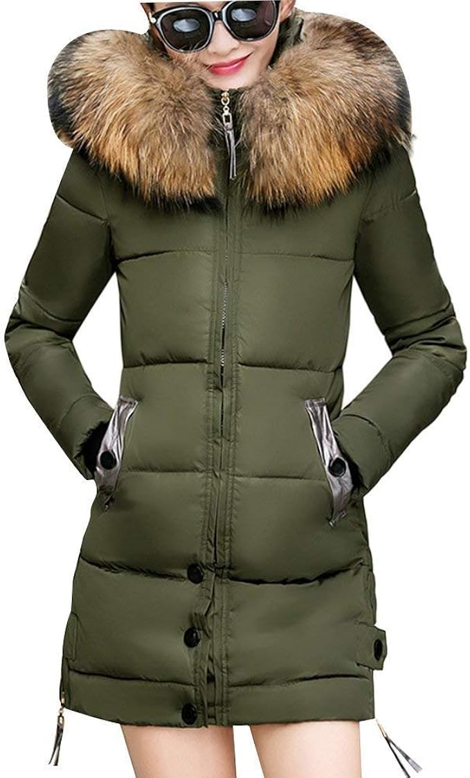 Lanceyy Parka Invernale Donna con Cappuccio in Pelliccia Caldo Piumino ...