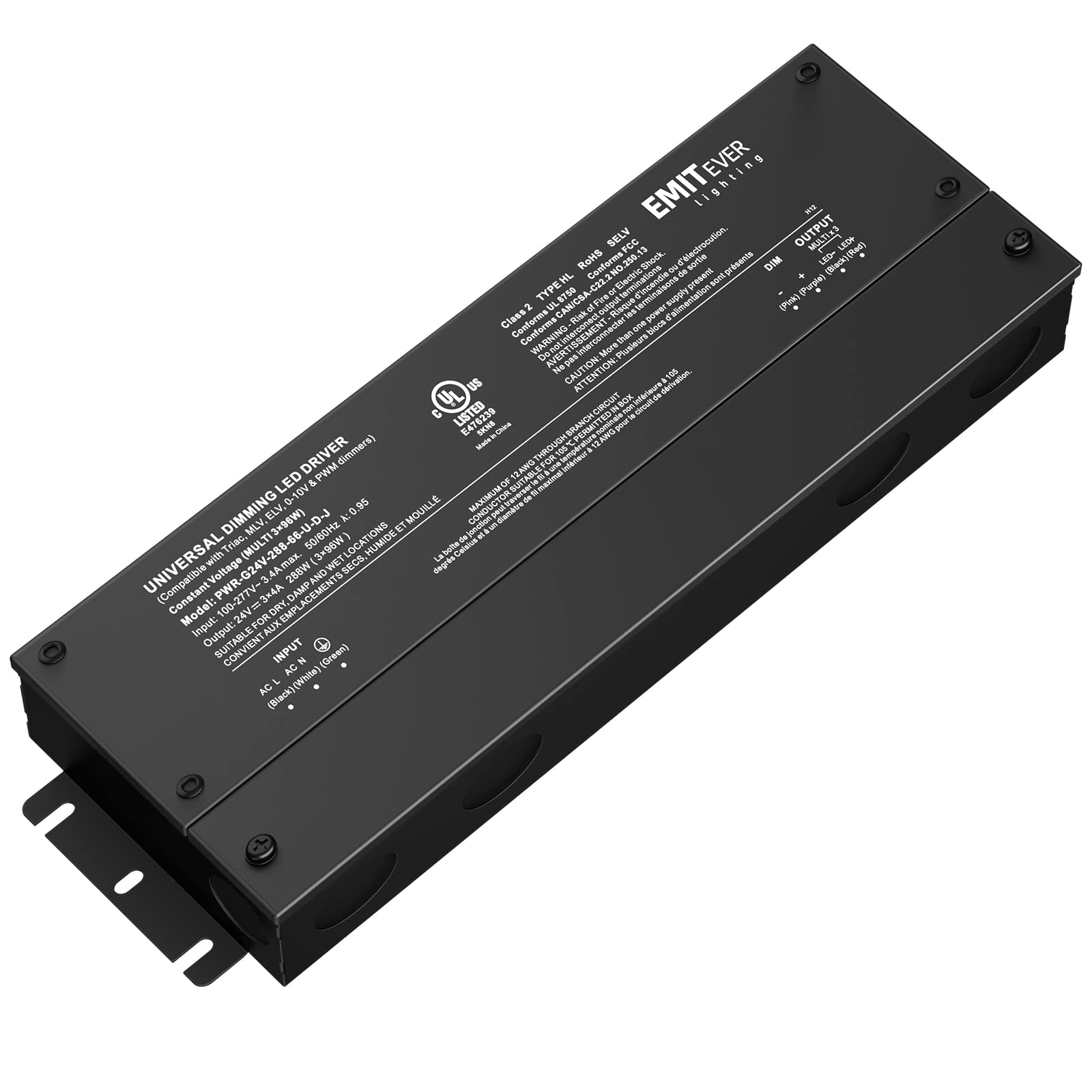 EMITEVER 288W Dimmable LED Driver, 24V 5-in-1 Dimmable Power Supply,3 ...