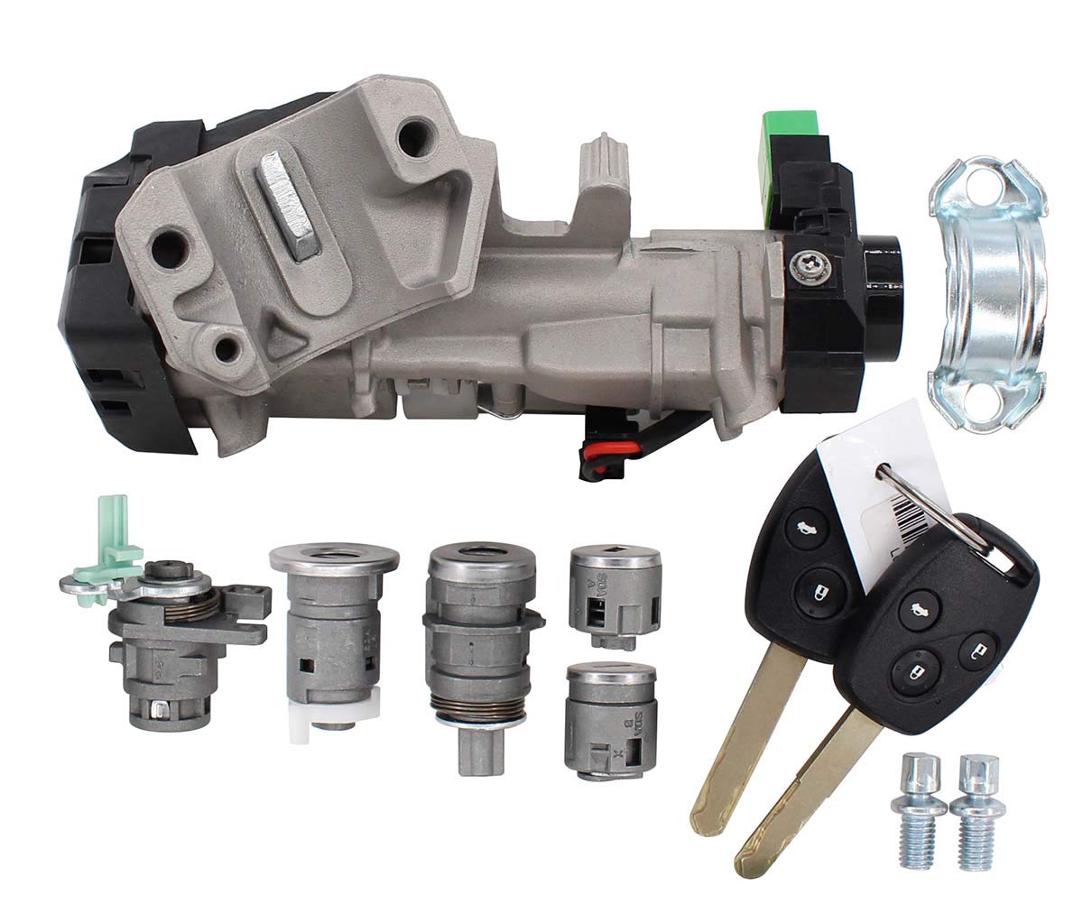 New Complete Set Ignition Switch Cylinder Door Lock Trans Key for Honda ...