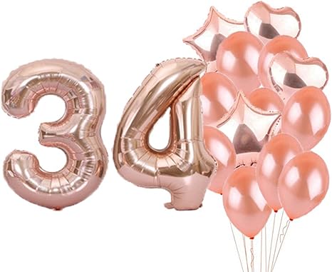 Amazon.com: Sweet 34th Birthday Decorations Party Supplies,Rose Gold ...