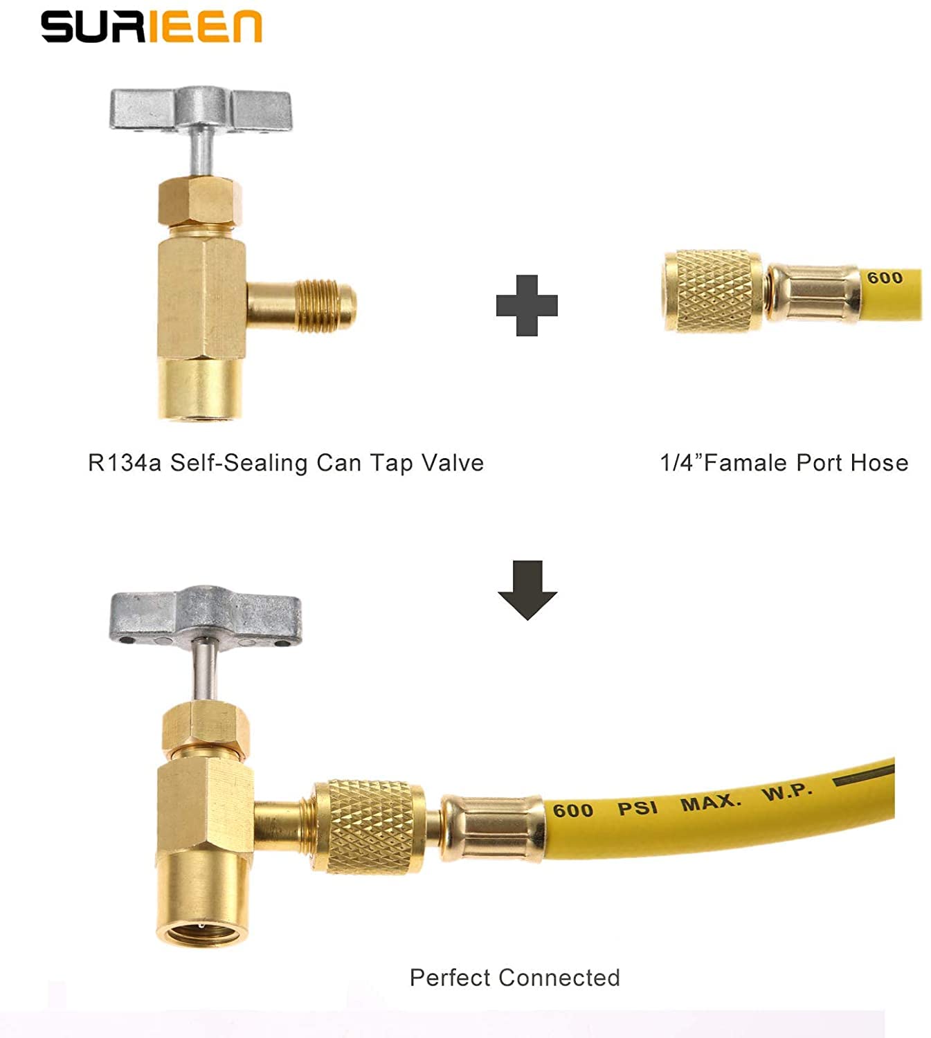 Mua R134A AC Quick Coupler Adapter with Self-Sealing Can Tap Valve Kit ...