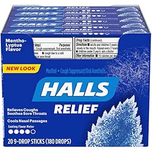 Amazon.com : HALLS Relief Mentho-Lyptus Menthol Flavor Cough Drops, 20 Packs of 9 Drops (180 ...