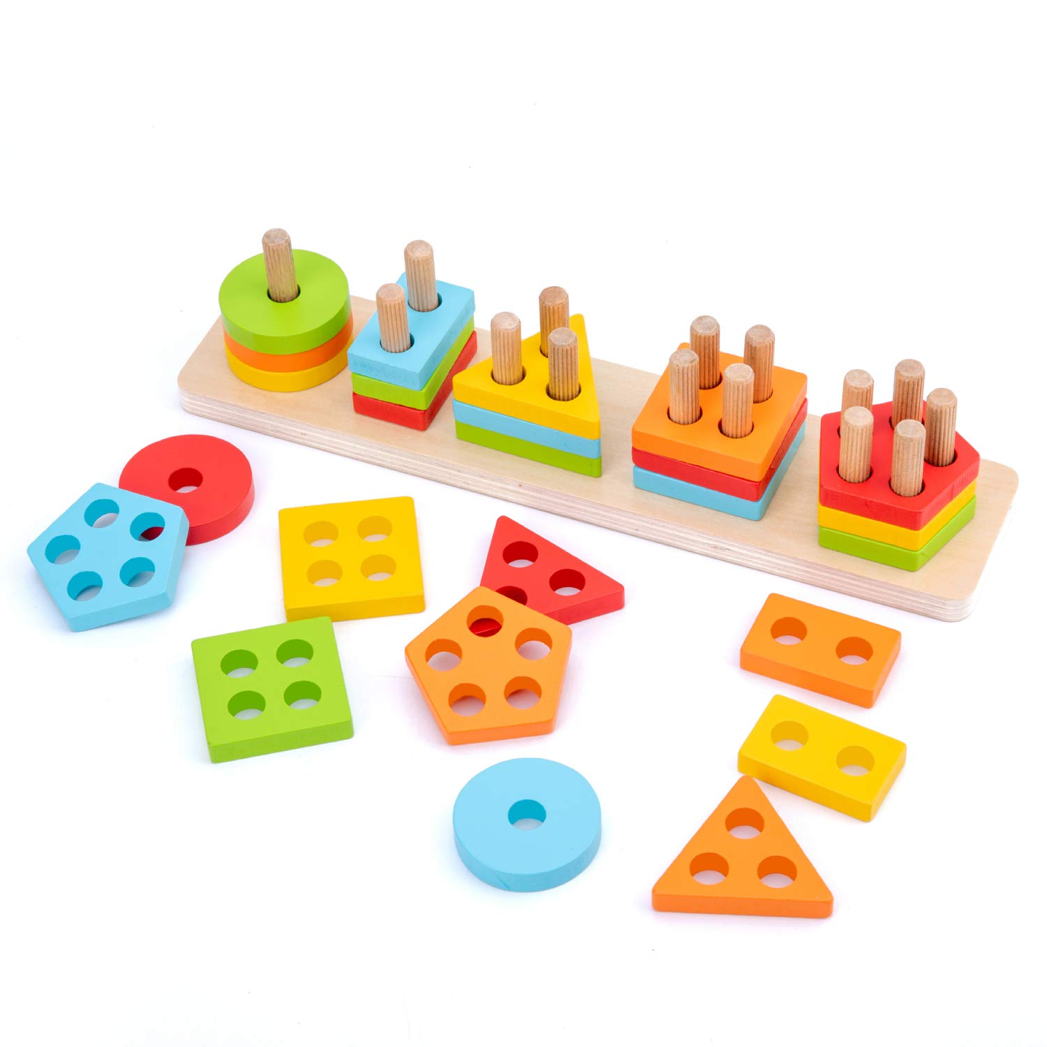 Mua WOOD CITY Wooden Sorting & Stacking Toy, Shape Sorter Toys for ...