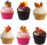 MAPLE LEAVES AUTUMN FALL EDIBLE RICE / WAFER PAPER CUP CAKE TOPPERS ...