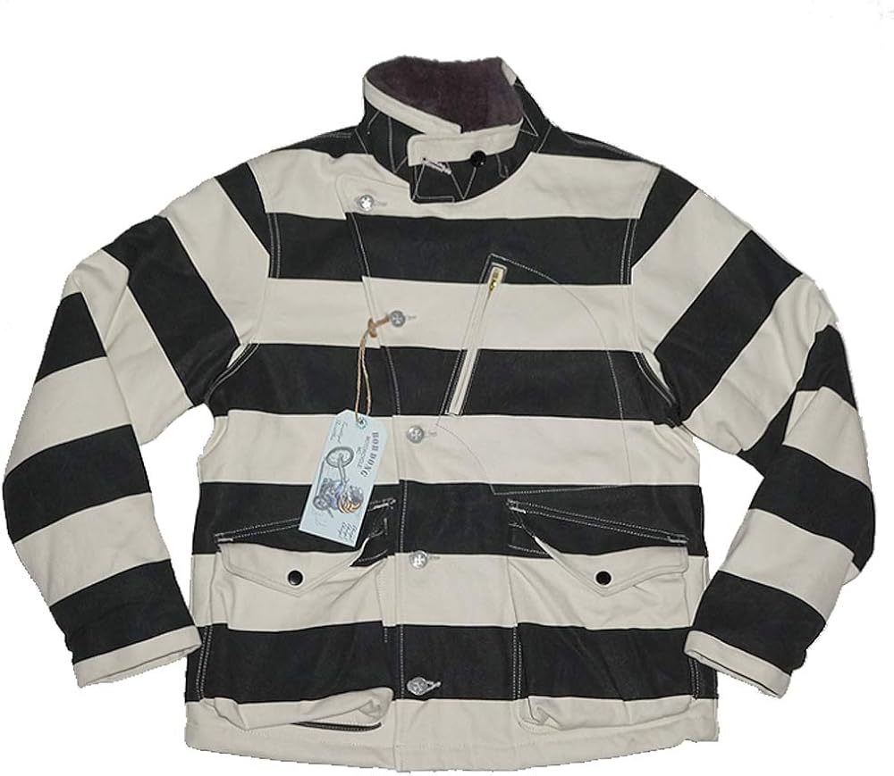 Winter Aviator Prison Striped Motorcycle Jacket at Amazon Men’s ...