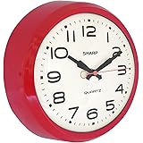 Amazon.com: Bernhard Products Retro Wall Clock 9.5 Inch Red Kitchen 50 ...