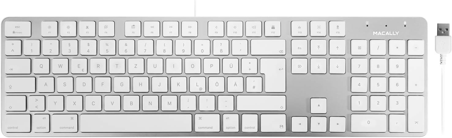 Macally SLIMKEYPROA-DE German 104 Key Ultra Slim and Full Size USB Keyboard for Mac – BigaMart