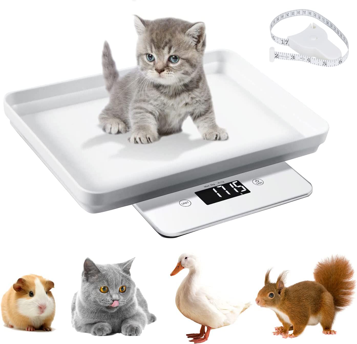 Digital Small Animals Scales for Weighing with Tape Measure, Detachable ...
