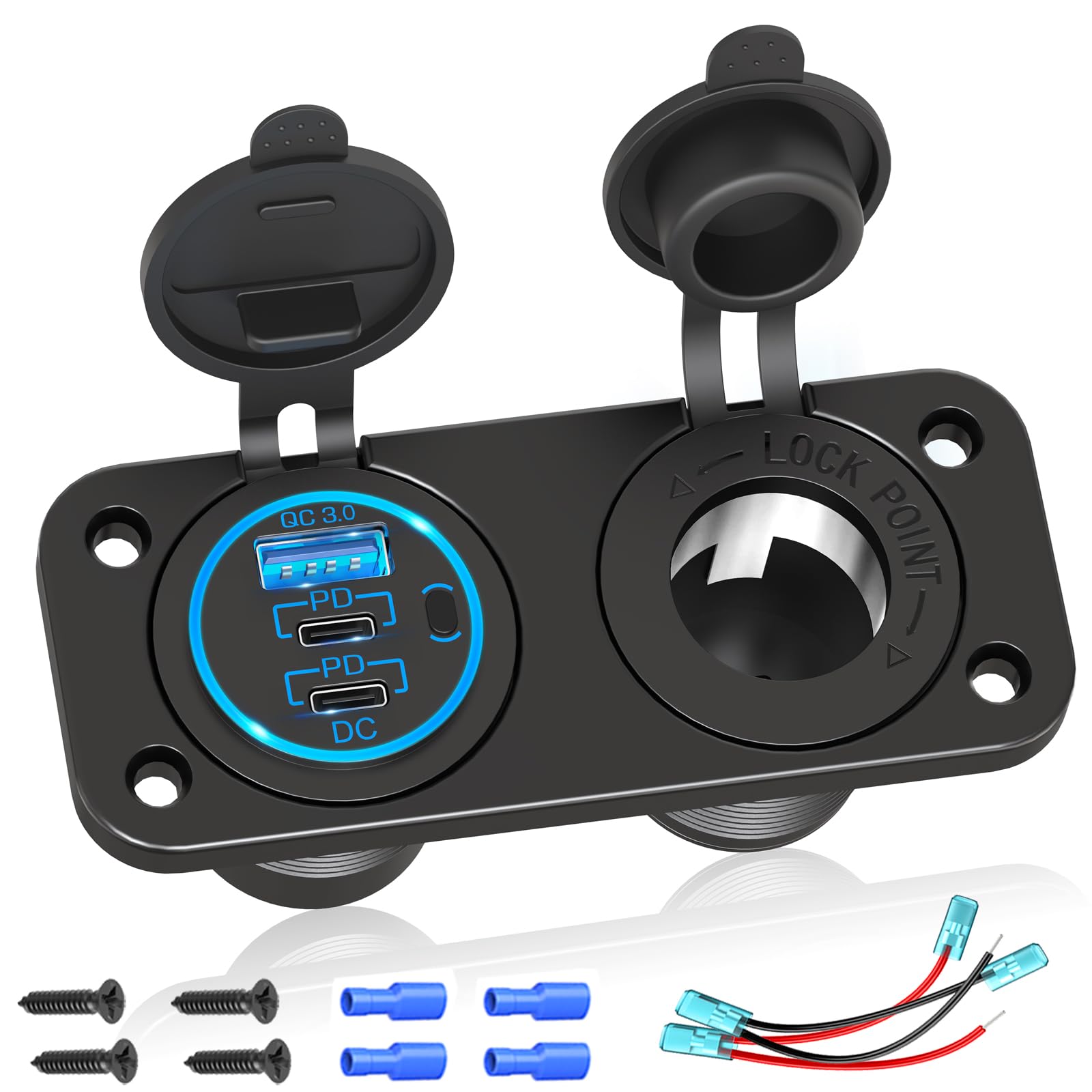 Cigarette Lighter Socket Qidoe 12V Splitter Panel 78W 12V USB Outlet ...