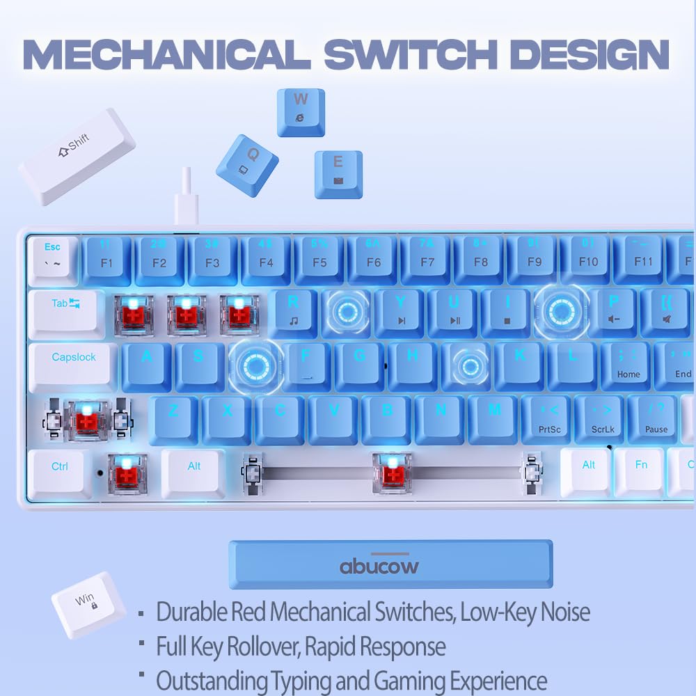 Mua 60% Mechanical Keyboard with Blue Backlight 68-Key Gaming Keyboard ...