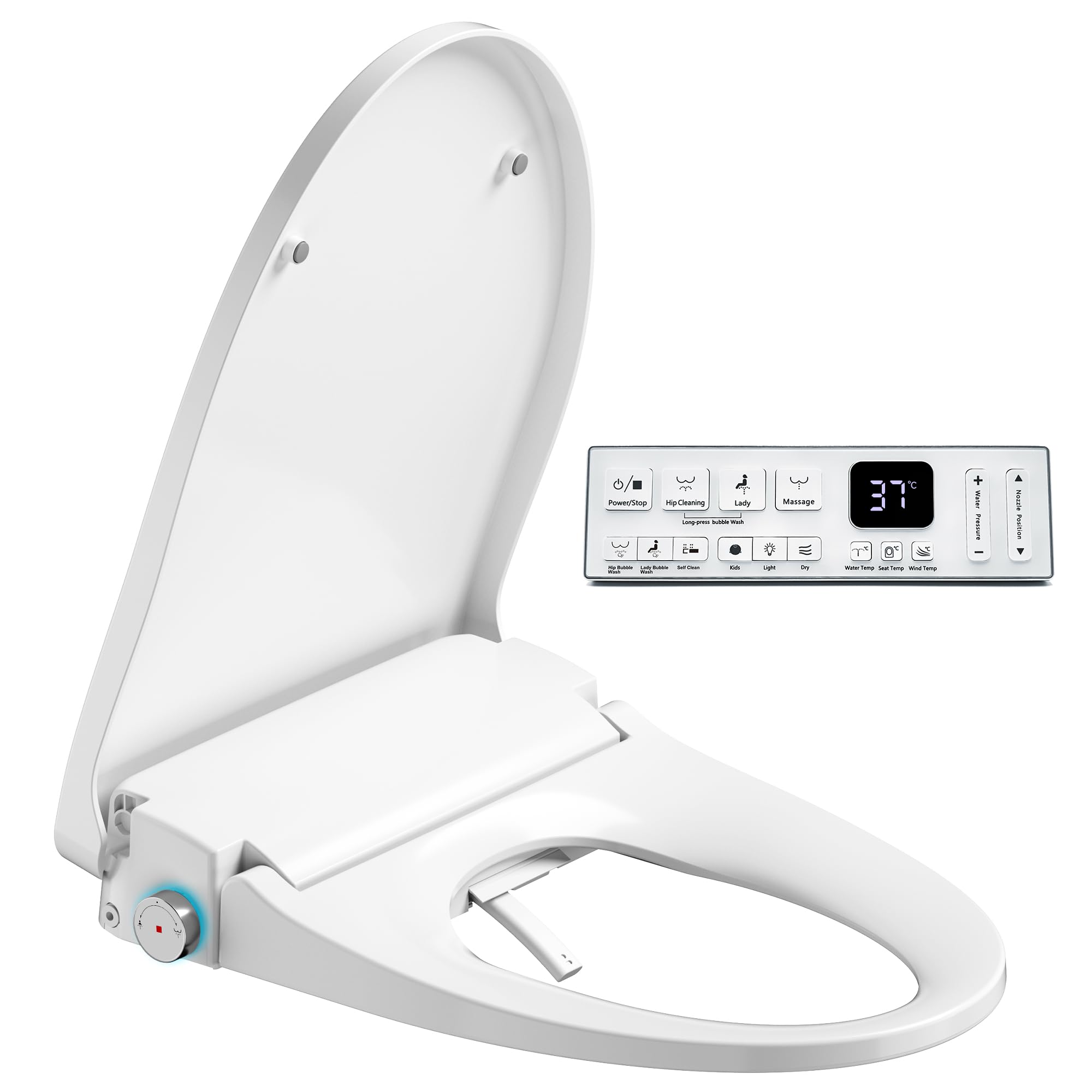 Electric Heated Bidet Toilet Seat, Auto Open & Close Lid, Thermostatic ...