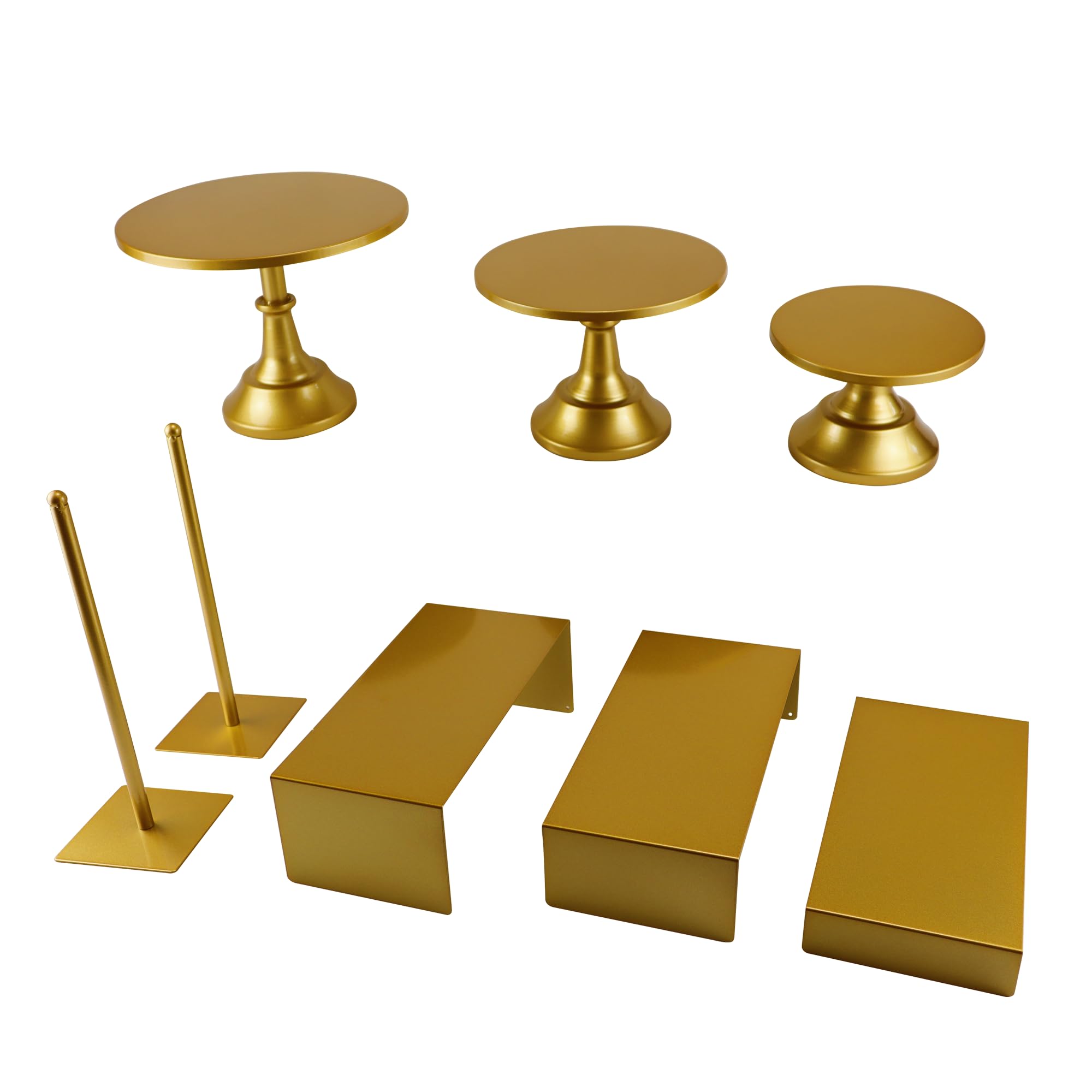 FESTLOVE Set of 8 Gold Cake Stands Donut Holder Round Metal Dessert ...