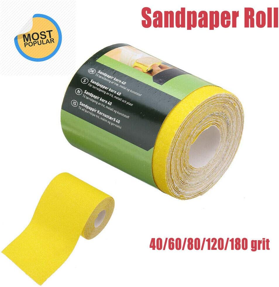 TOOLSTAR Sandpaper Roll, 93mm x 5m Aluminium Oxide Sandpaper Rolls ...