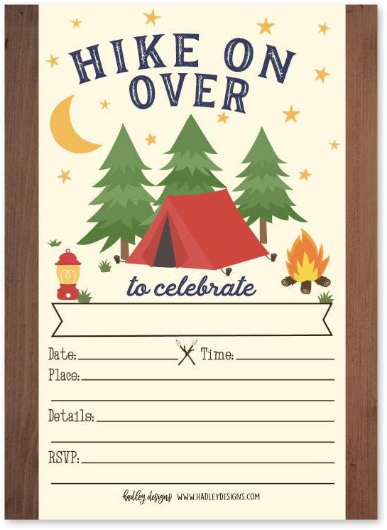 Amazon.com: 25 Camping Kids Birthday or Slumber Party Invitations, Baby ...