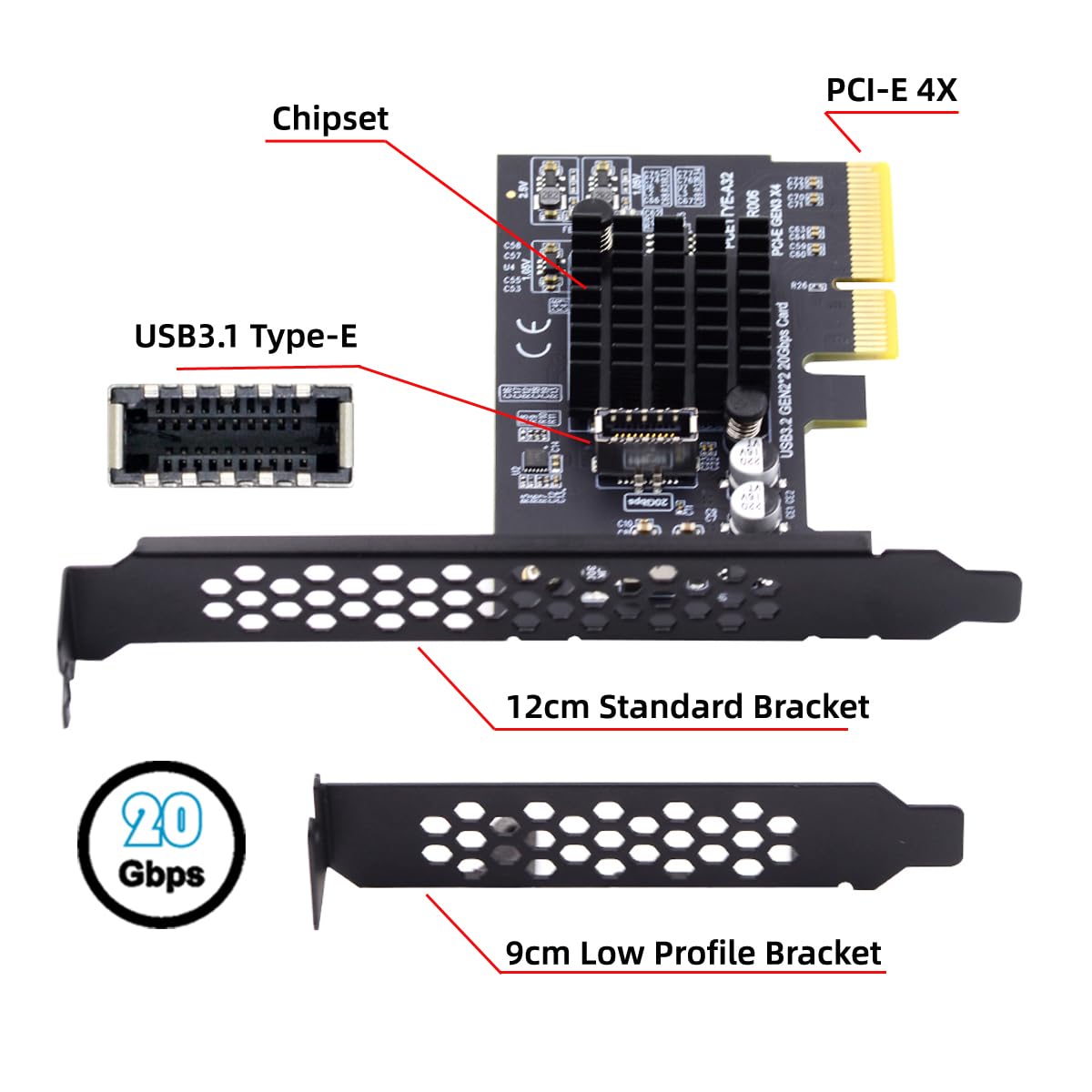 Mua Cablecc 20Gbps USB 3.2 Gen2 Type-E IDC Front Header USB-C to PCI-E ...
