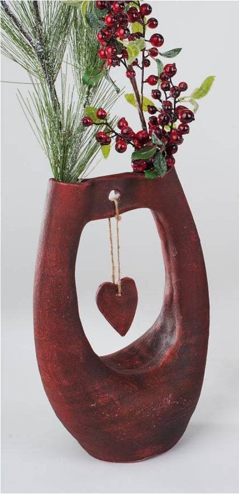 Formano Vase mit 2 Öffnungen, Bordeaux rustikale handgefertigt, 33 cm ...