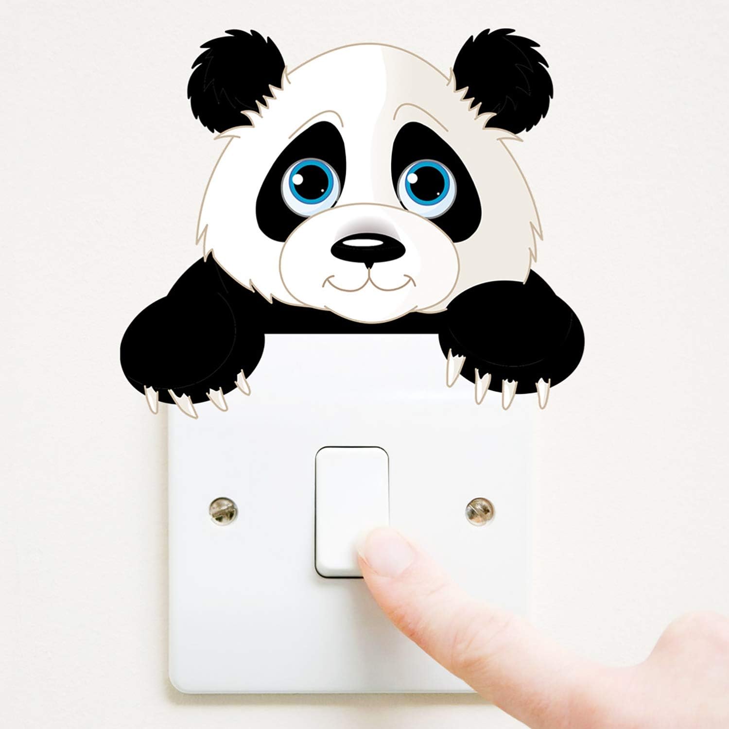 SIKAMARU 4 pack of animal cartoon light switch stickers, panda stickers ...