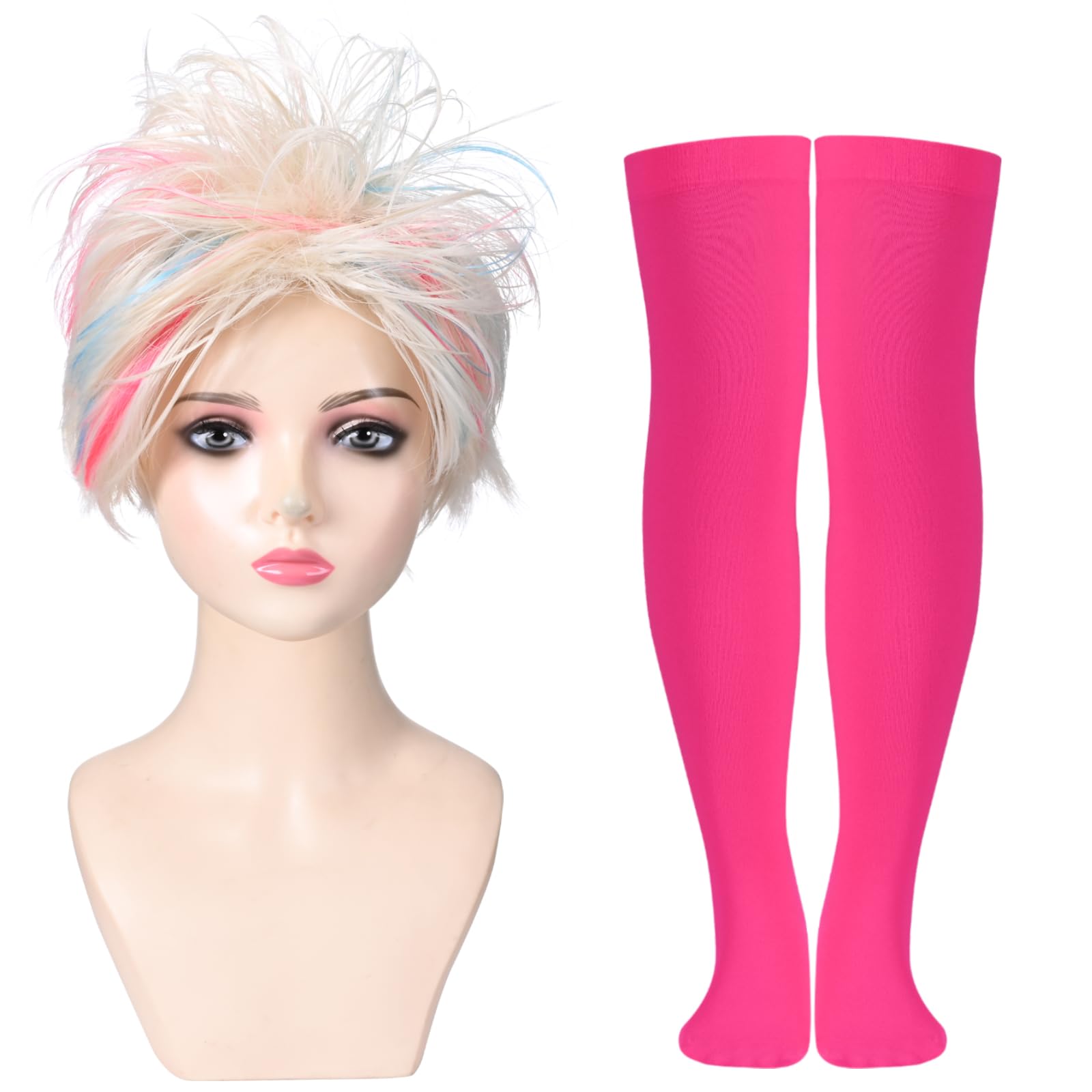 Kavoc 4 Pcs Blonde Wig for Weird Doll Costume Women Short Blonde Wig ...