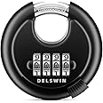 DELSWIN 4 Digit Combination Disc Padlock with Hardened Steel Shackle ...