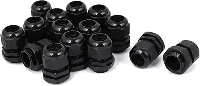 Uxcell M20 x 1.5 Tipo de plástico Impermeable Glándula De Cable Conector 15Pcs Negro: Amazon.com ...