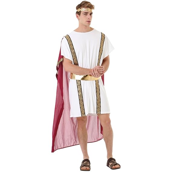 Roman Emperor Men's Halloween Costume - Julius Caesar & Greek Toga King ...