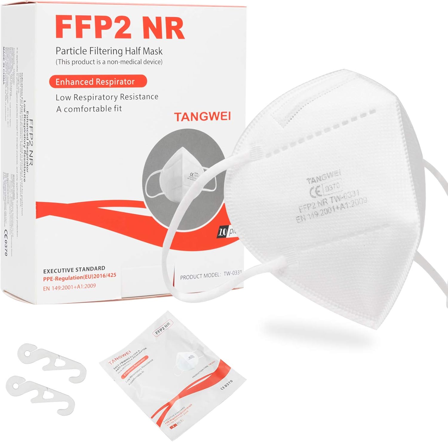 FFP2 Atemschutzmaske, EN 149:2001 + A1:2009 entspricht, Hohe Filtrationskapazität, Komfort ...