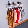 Amazon.com: White Floating Shelf with Clothes Rod,Wall Mounted Clothing ...