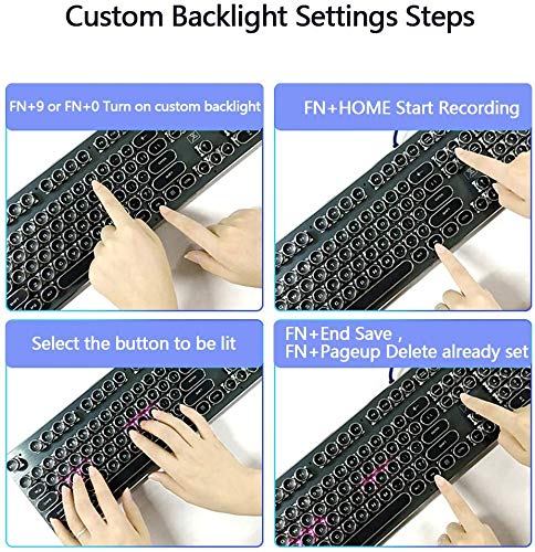 Mechanical Keyboard LED Backlit Retro USB Keyboard -Blue Switch - Retro ...