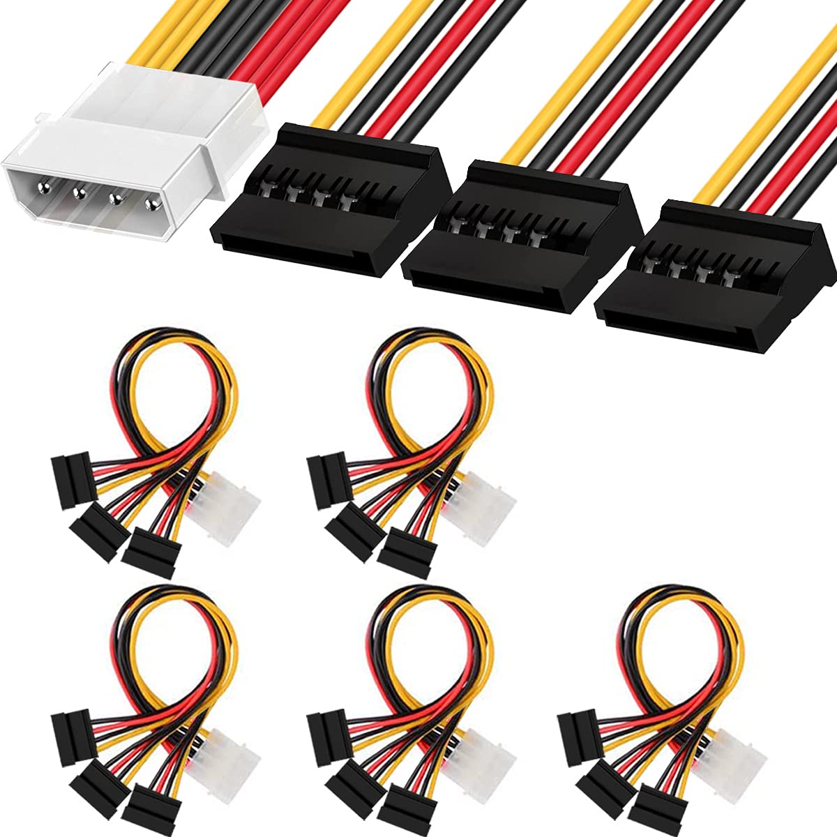 Mua 5 Pack 4 Pin Molex to3 SATA Power Cable, Molex IDE Male to 3 x 15 ...