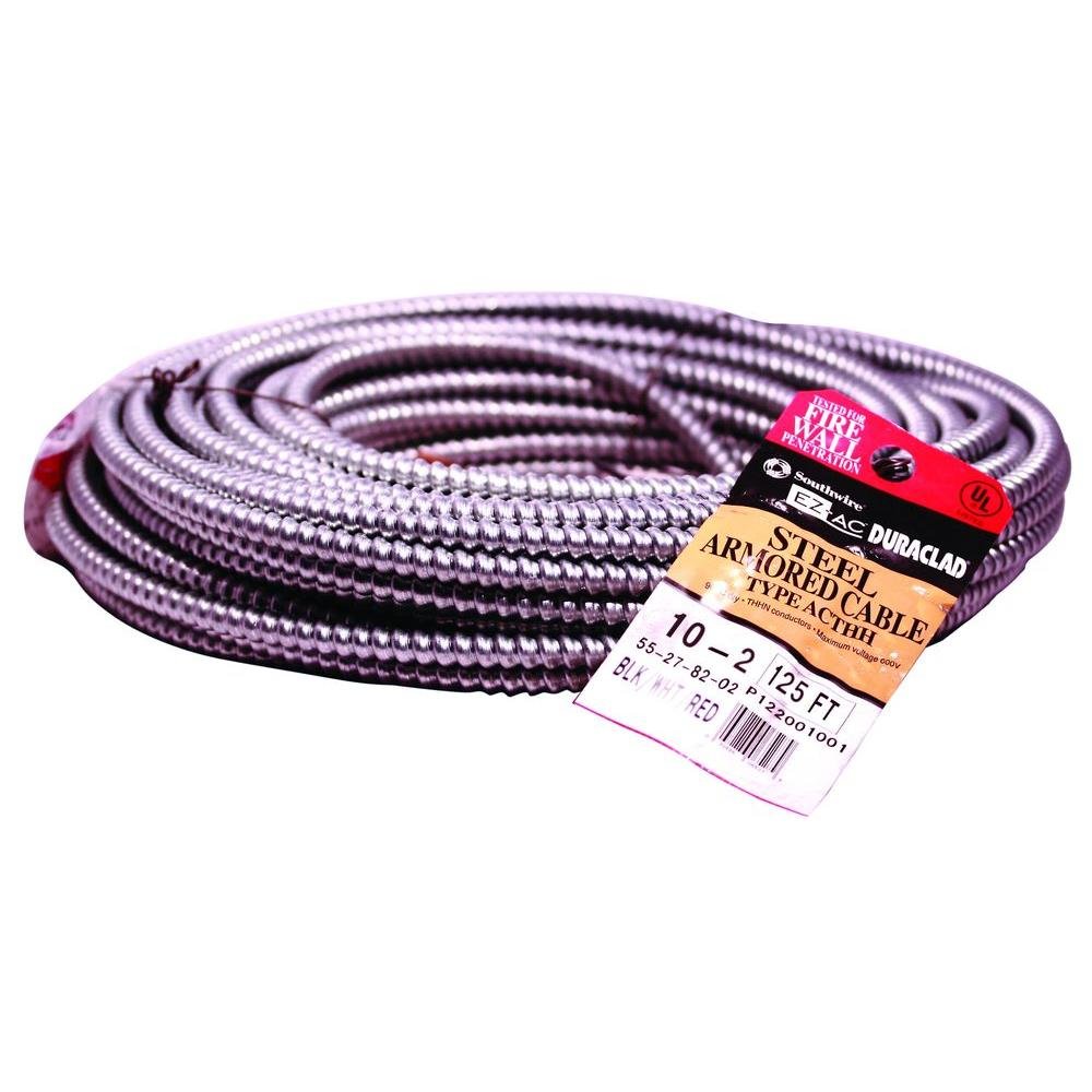 Southwire 10/2 x 125 ft. Solid CU BX/AC (AL Armored Cable) Armorlite ...