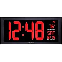 AcuRite 75100C Reloj grande LED con termómetro para interiores, 45,7 cm ...