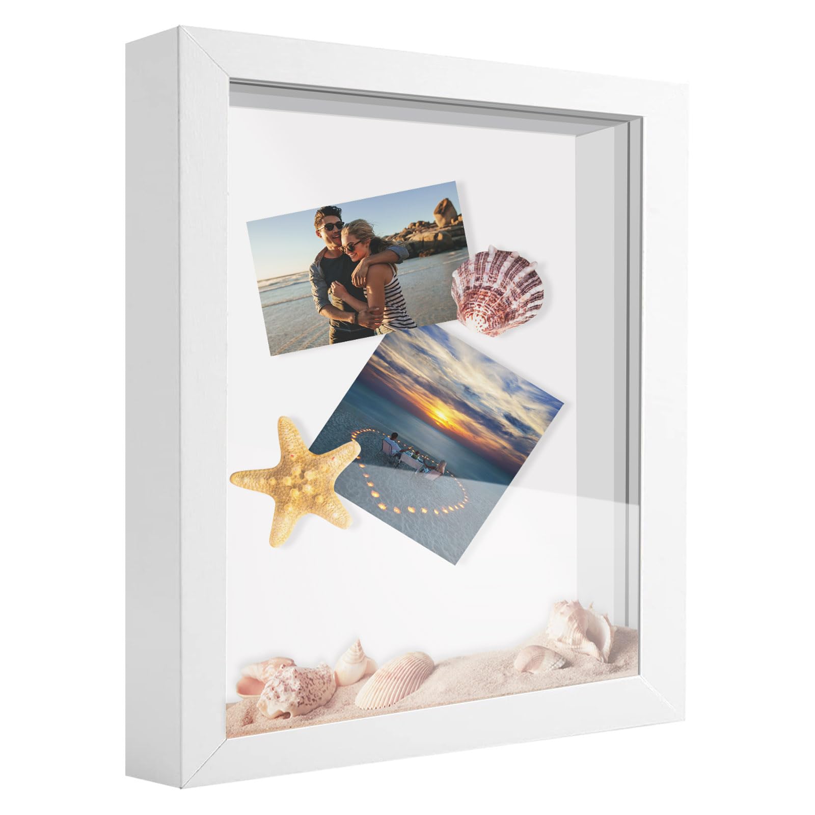 SUNMEG 8x10 Shadow Box Frame Display Case, Wood with Plexiglass ...