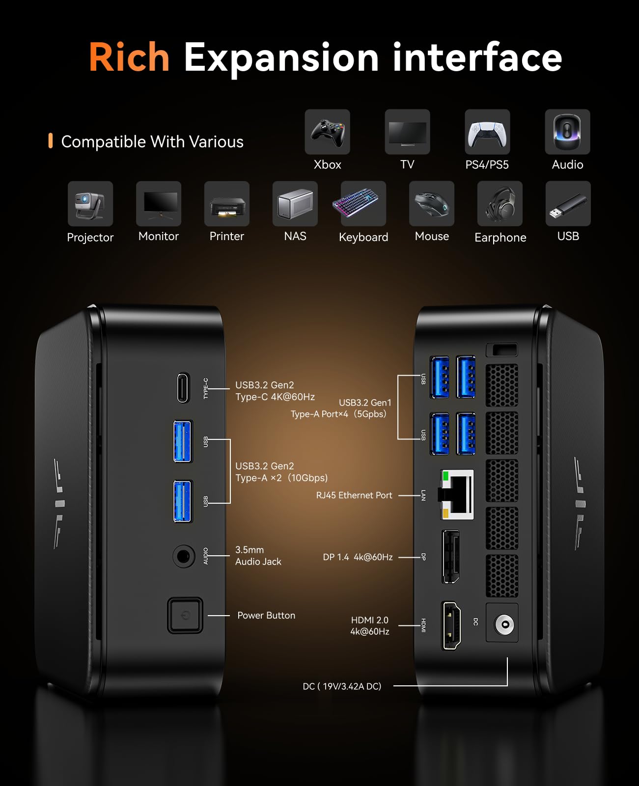 KAMRUI Mini Gaming PC With AMD Ryzen 7 5825U 8C/16T Processor Up To 4.5Ghz, 16GB DDR4 512GB SSD ...