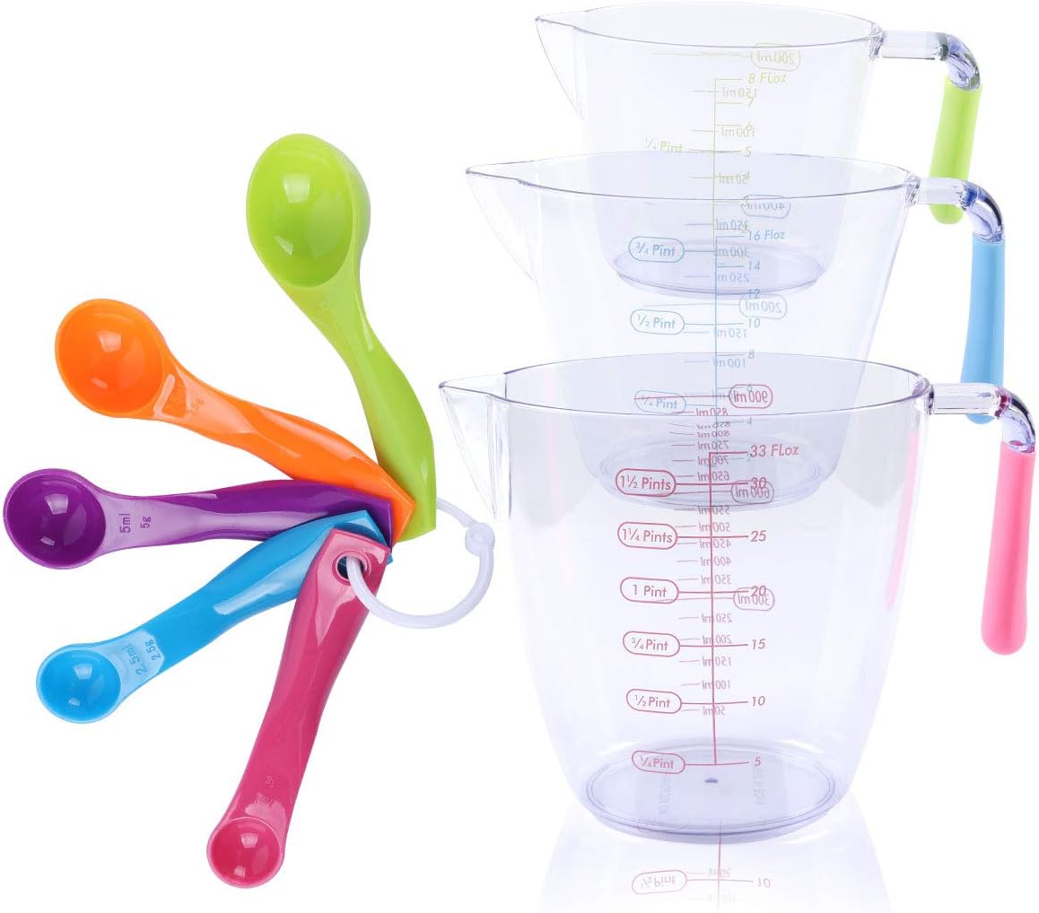 PROKITCHEN 3pcs Measuring Jug, Plastic Measuring Cup with Handle, BPA ...