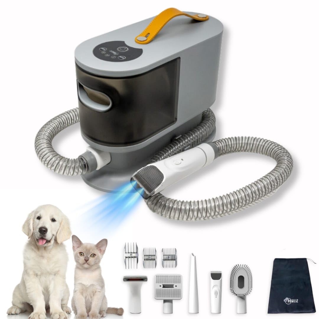 Low Noise Dog Hair Vacuum & Grooming Kit | 5-in-1 Pet Hair Remover with ...