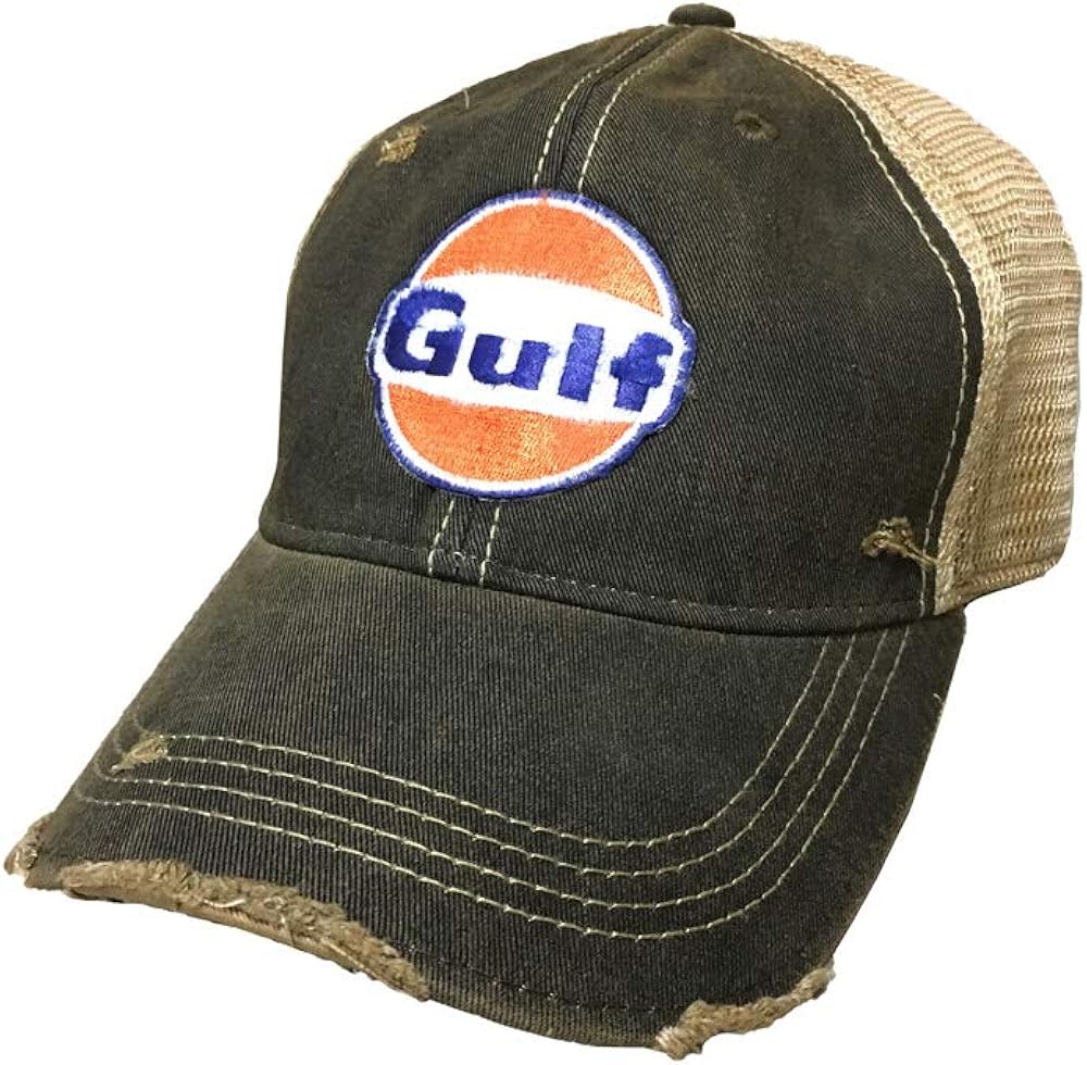 Gulf Distressed Vintage Adjustable Snapback Hat (Vintage Black): Amazon ...