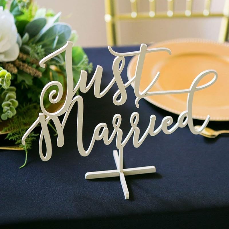 Amazon.com: Wedding Sign"Just Married" Standing Wooden Table Sign ...