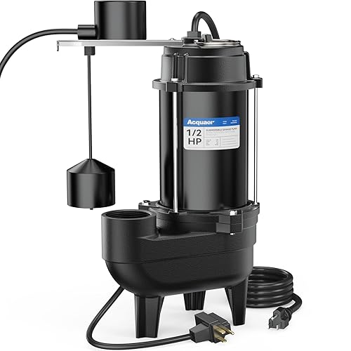 Acquaer 1/2HP Sump Pump Submersible, 6000 GPH Cast Iron Sewage Pump ...