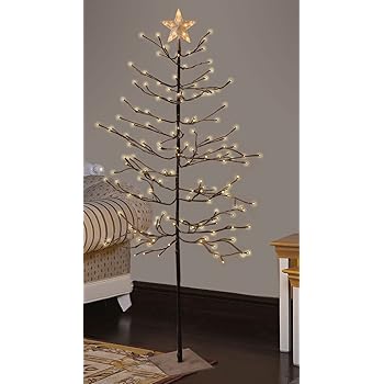Amazon.com: 6' White Lighted Christmas Cascade Twig Tree Outdoor ...