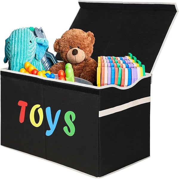 Popoly 122L Large Toy Box Chest With Lid, Foldable Toy Storage ...