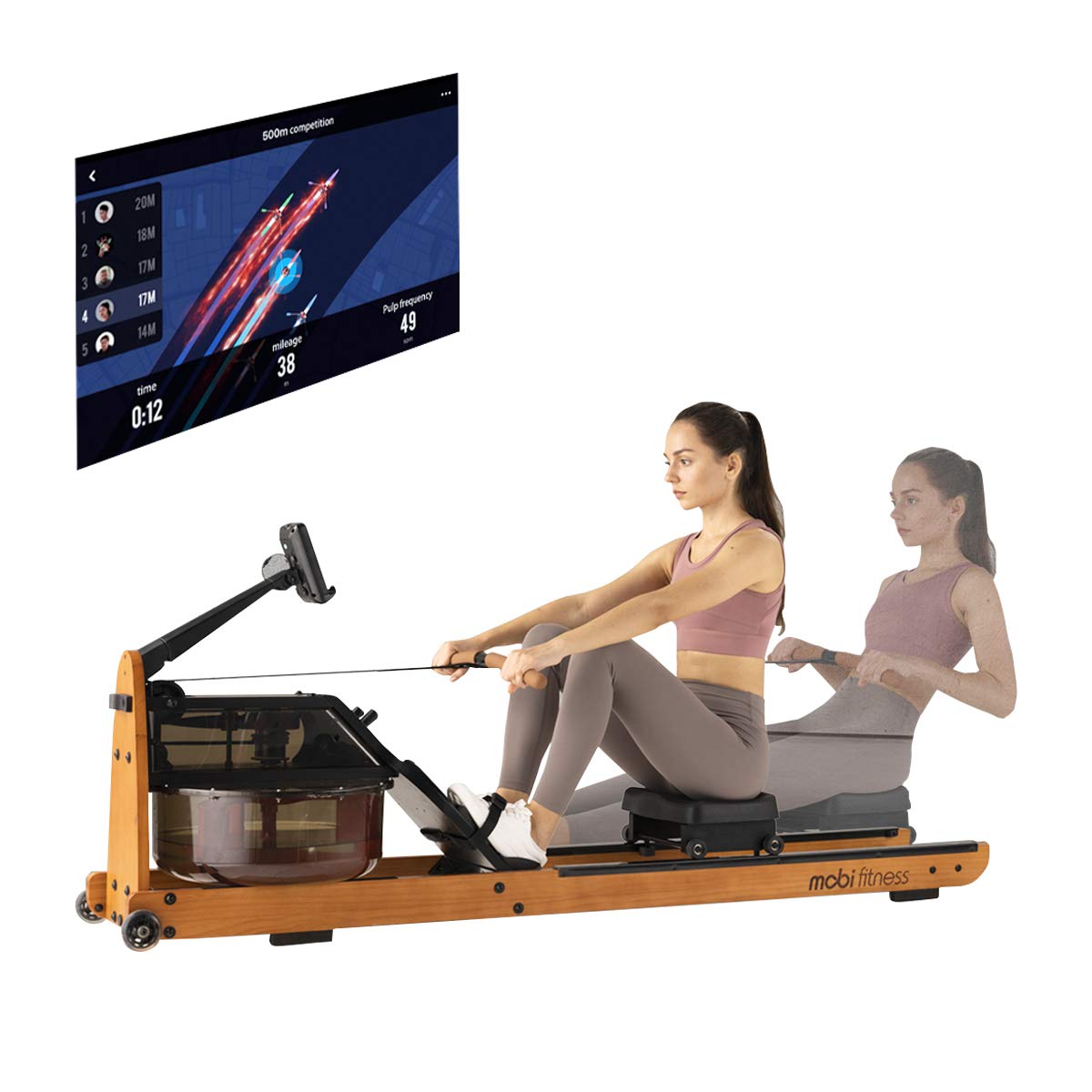 Buy Mobi Fitness Rowing machine real water rowing experience replica ...