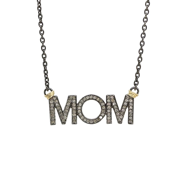 Amazon.com: Diamond Mom Pendant Necklace- Mixed Metal- New Mom- Gift ...