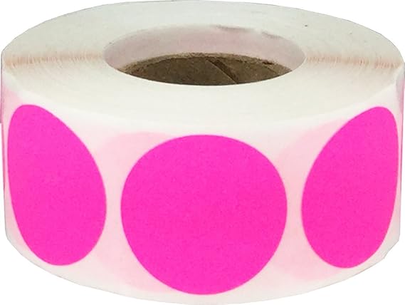 Fluorescent Pink Circle Stickers, 25 mm 1 Inch Dot Labels 500 Pack ...