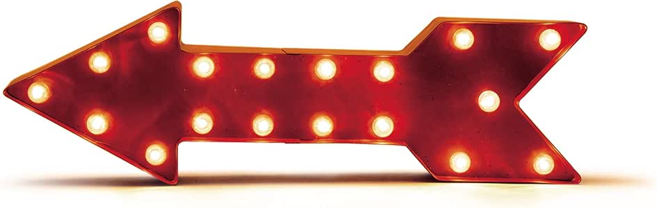 Amazon.com: Glitzhome Marquee LED Lighted Arrow Sign Battery Operated ...