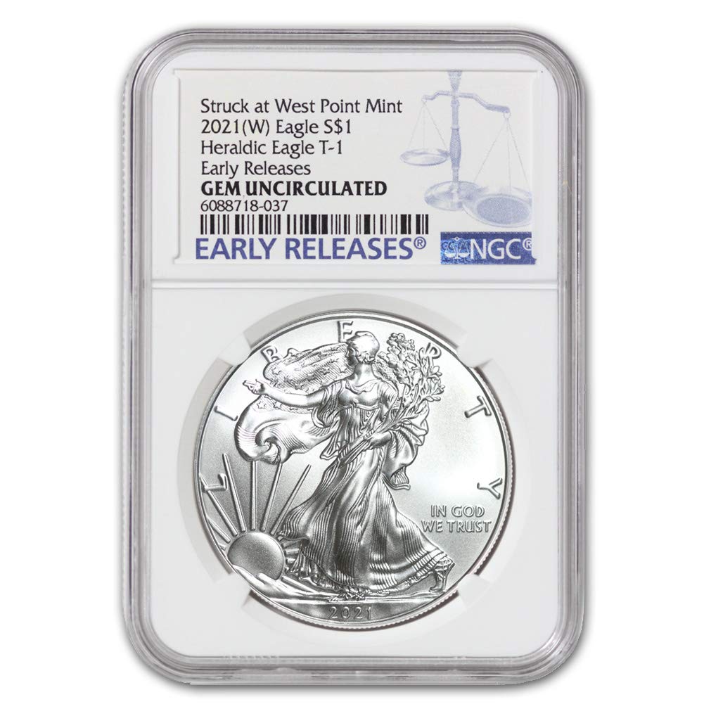 2021 (W) 1 oz American Silver Eagle Coin Gem Uncirculated (Heraldic ...