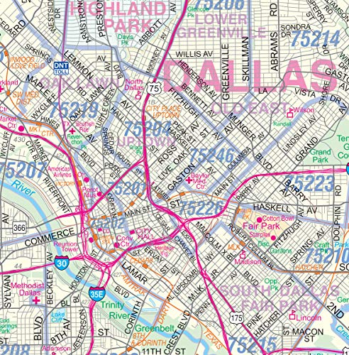 Dallas-Ft. Worth-Arlington Metroplex Wall Map (58"x44") W/Zip Codes ...