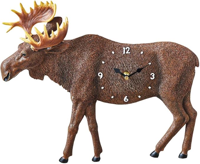 Amazon.com: Collections Etc Moose-Shaped Wall Clock with Hook with Easy ...