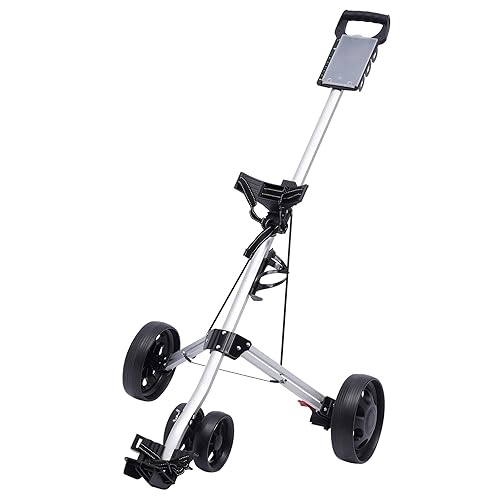 3 Wheel Golf Push Cart, Aluminum Multi-Functional Push Pull Golf Cart ...